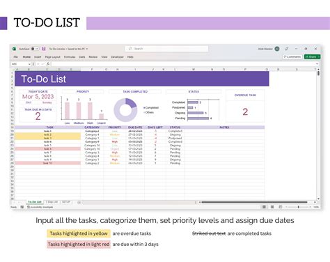 To Do List Excel Template To Do List Digital To Do Planner Daily Checklist Template Daily
