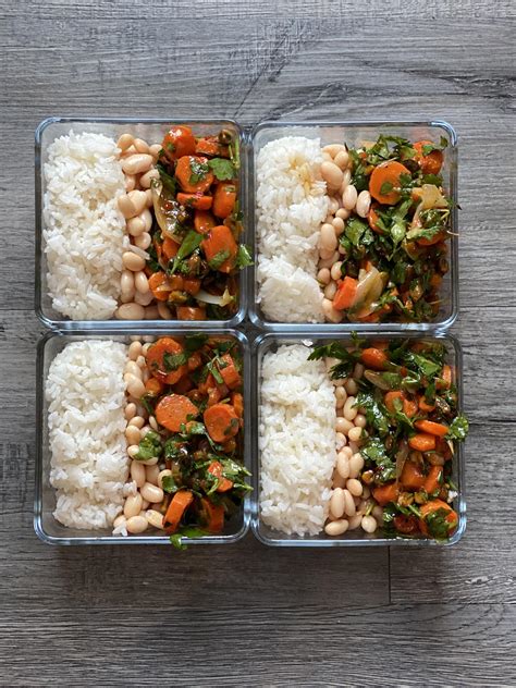 Roasted Carrot And White Bean Salad Over Rice Lunch Prep For The Week Rmealprepsunday