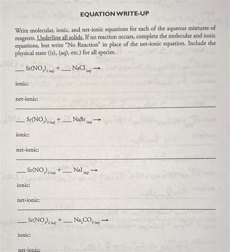 Solved Equationwrite Up Write Molecular Ionic And