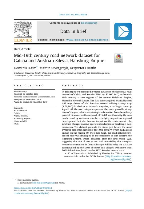 pdf mid 19th century road network dataset for galicia and austrian