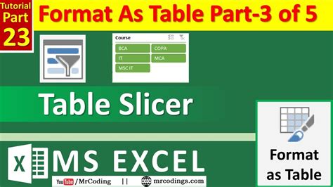 Ms Excel 23 Ms Excel Slicer For Table From Beginner To Expert Use To
