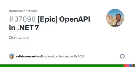[epic] openapi in 7 · issue 37098 · dotnet aspnetcore · github