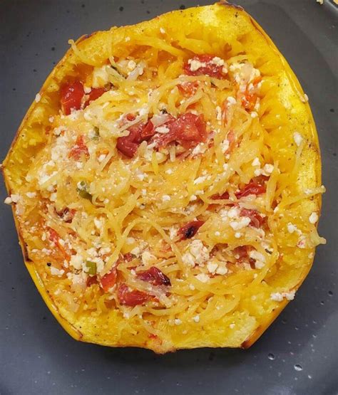 Easy Spaghetti Squash With Feta And Tomatoes Simply Wanderfull