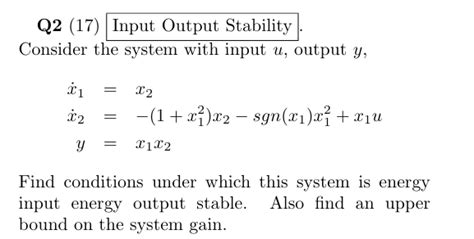 Solved Find Conditions Under Which This System Is