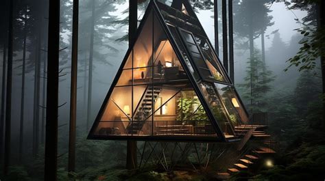 The Triangular Tree House Premium Ai Generated Image