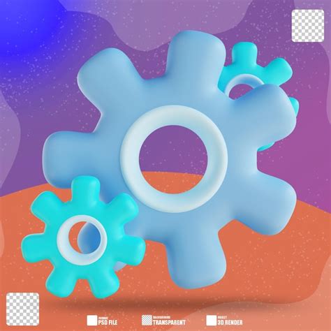 Premium Psd 3d Illustration Gear Setting