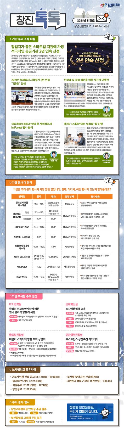 2021년 11월호 창업진흥원 온라인 뉴스레터 뉴스레터 알림마당 창업진흥원