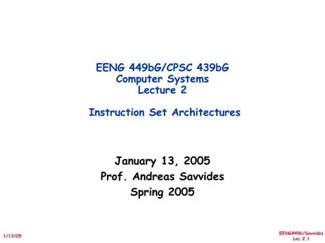 ppt eeng 449bg cpsc 439bg computer systems lecture 2 instruction set architectures powerpoint