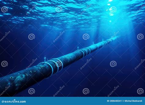 Underwater Pipeline Installation Black Linear Icon Vector Illustration