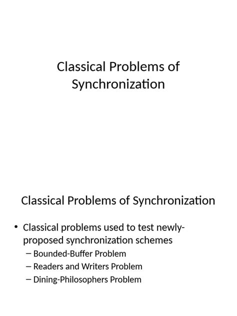 Classical Problems Of Synchronization Pdf Concurrent Computing