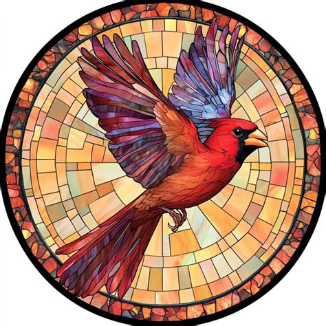 Arafed Image Of A Bird In A Stained Glass Circle Generative Ai