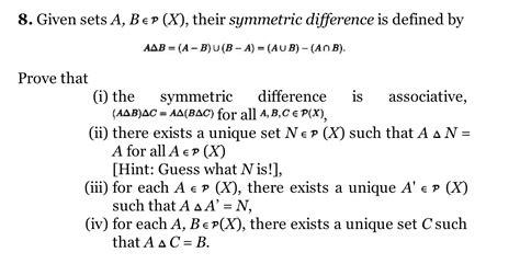 Solved Given Sets A B P X Their Symmetric Difference Is Chegg Com