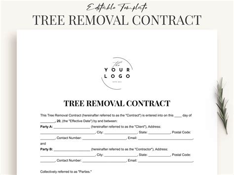 Printable Tree Removal Contract Template Printables Template Free