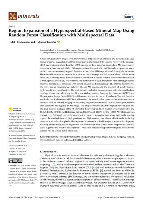 pdf region expansion of a hyperspectral based mineral map using random forest classification