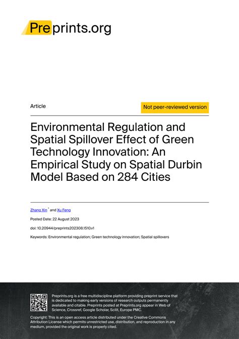 Pdf Environmental Regulation And Spatial Spillover Effect Of Green Technology Innovation An