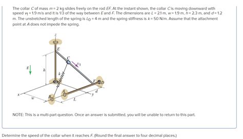 Solved The Collar C Of ﻿mass M 2 Kg ﻿slides Freely On ﻿the