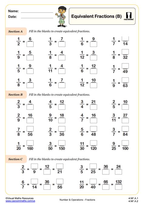 Equivalent Fractions B Fun And Engaging 4th Grade PDF Worksheets