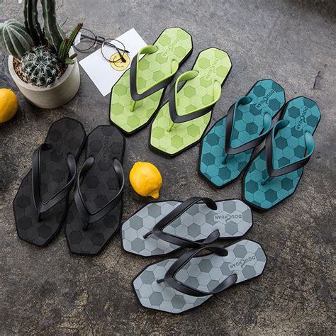 Hexagonal Lattice Design Flip Flops Men Soft Slippers Men Flip Flop For
