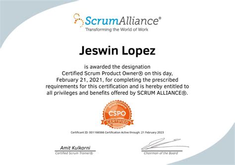Jeswin Lopez On Linkedin Cspo Productowner Scrumalliance Agileframework Scrumcertification