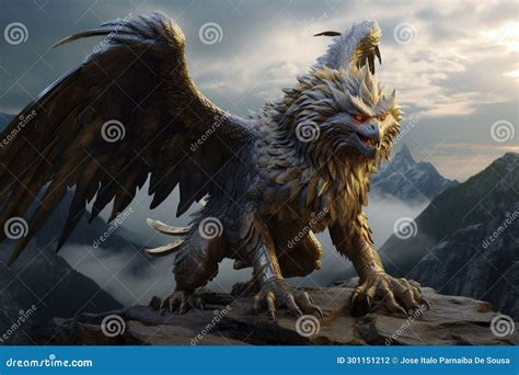 Ferocious Griffin Guarding A Mystical Treasure Royalty Free Stock