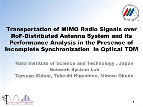 Transportation Of Mimo Radio Signals Over Rof Distributed Antenna