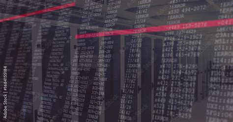 Displaying Terminal Text Overlay Highlighting Error Messages Inside Data Center With Server