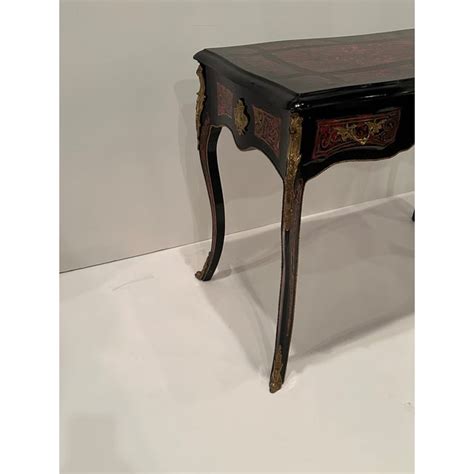 Black Laquer And Reddish Faux Tortoise Brass Inlaid Desk Chairish