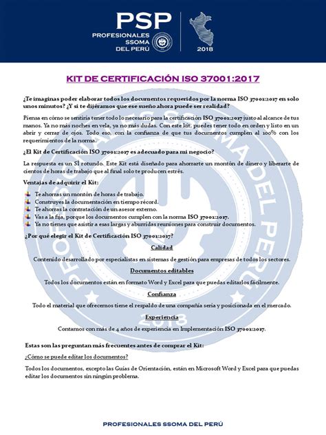 Kit Iso 37001 Pdf Microsoft Word Organización Internacional Para La Estandarización