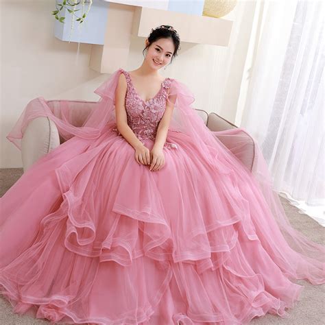 Pink Tulle Sweet 16 Party Dress With Lace Applique Formal Dress Pink