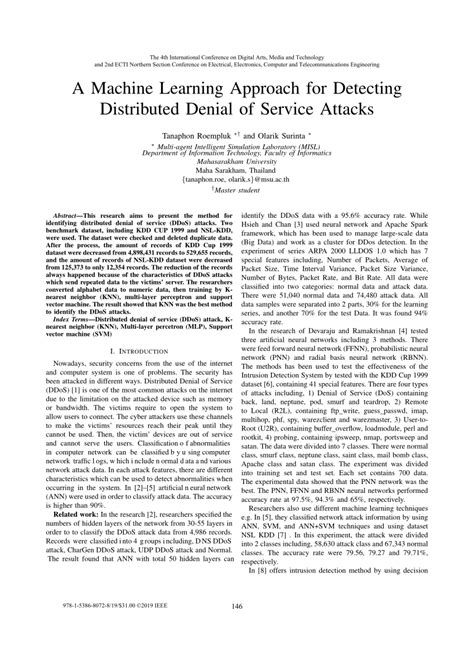 Pdf A Machine Learning Approach For Detecting Distributed Denial Of