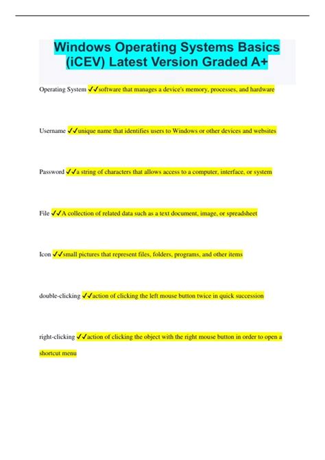 Windows Operating Systems Basics Icev Latest Version Graded A Windows Operating Systems