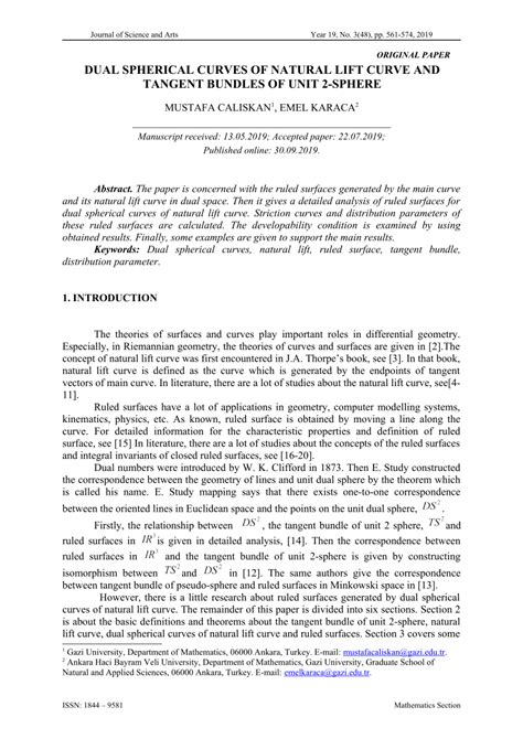 Pdf Dual Spherical Curves Of Natural Lift Curve And Tangent Bundles Of Unit 2 Sphere