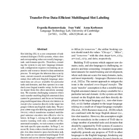 Transfer Free Data Efficient Multilingual Slot Labeling Acl Anthology