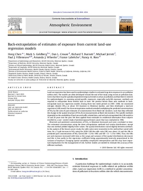 Pdf Back Extrapolation Of Estimates Of Exposure From Current Land Use