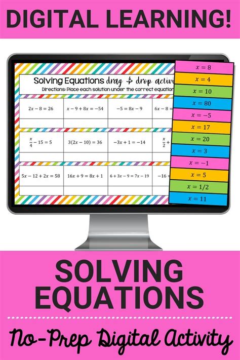 Solving Equations Digital Activity Drag And Drop Solving Equations