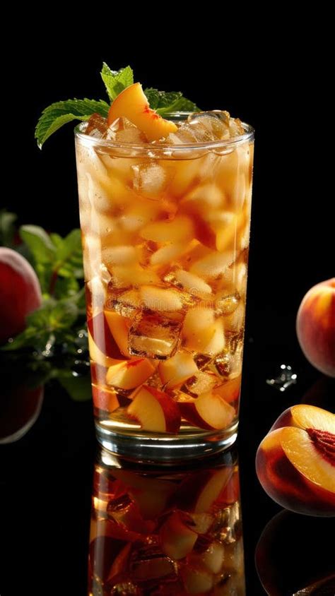 Glass Of Iced Peach Tea With Fresh Peach Slices Stock Image Image Of Juicy Thirst 308920681