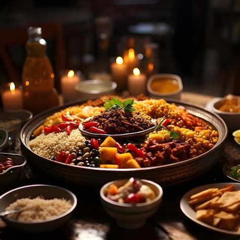 Premium Ai Image Ethiopian Cuisine Traditional Dishes Such As Injera