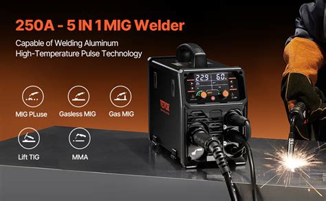 Pro Mig Welder 250a Pluse Mig Welding Machine 5 In 1 Synergic Welder