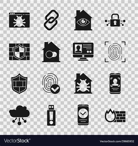Set Firewall Security Wall Mobile And Face Vector Image