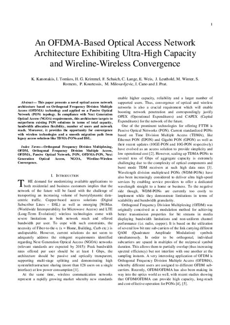 Pdf An Ofdma Based Optical Access Network Architecture Exhibiting Ultra High Capacity And