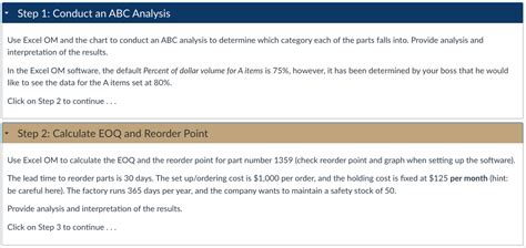 Solved Use Excel Om And The Chart To Conduct An Abc Analysis
