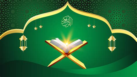 Islamic Banner With Green Background And Holy Quran 11414257 Vector Art At Vecteezy