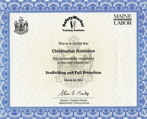 Fall Protection Certificate March 2014