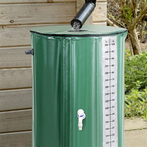 Récupérateur Deau De Pluie Pliable 380 L ⌀ 100x68cm Baril Deau De