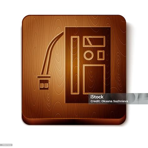 갈색 배터리 아이콘이 흰색 배경에 격리되어 있습니다 축압기 배터리 에너지 전력 및 전기 축압기 배터리 나무 사각형 버튼입니다 벡터 일러스트레이션 교통수단에 대한 스톡 벡터