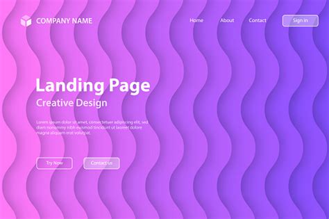 방문 페이지 템플릿 보라색 추상 파도가 있는 트렌디한 기하학적 배경 3차원 형태에 대한 스톡 벡터 아트 및 기타 이미지 3차원 형태 곡선 광대한 Istock