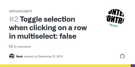 Toggle Selection When Clicking On A Row In Multiselect False · Issue 2 · Openpsajsgrid · Github
