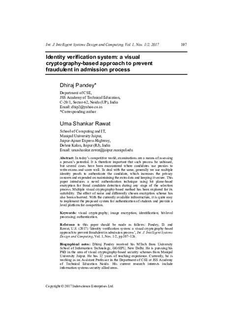 Pdf Identity Verification System A Visual Cryptography Based