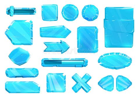 Ice Crystal Buttons Cartoon Interface Game Ui Gui Stock Vector