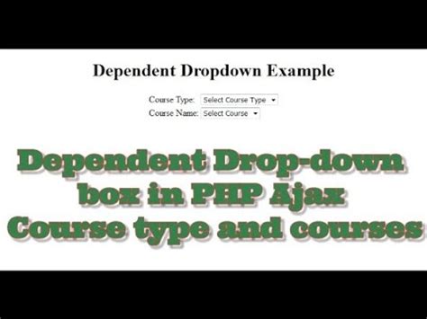 How To Display Dependent Dropdown Dynamic Dropdown Box In Php YouTube